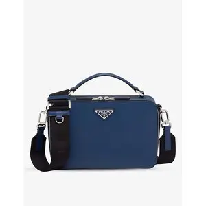 Prada Prada Brique Medium Saffiano-Leather Bag Blue