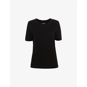 Whistles Rosa Double-trim Cotton T-shirt - Black