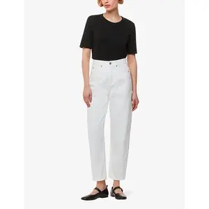 Whistles Rosa Double-trim Cotton T-shirt - Black