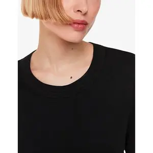 Whistles Rosa Double-trim Cotton T-shirt - Black