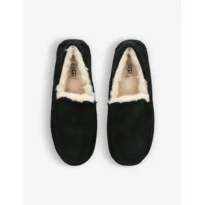 UGG Logo-embroidered Suede Slippers - Black