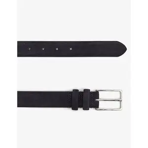 REISS Adjustable Buckle Suede Leather Belt - Navy