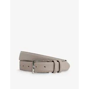 REISS Adjustable Buckle Suede Leather Belt - Stone