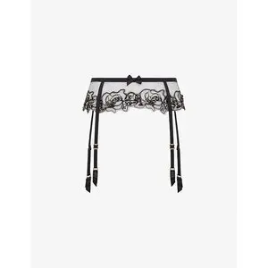 Agent Provocateur Lindie Floral Mesh Suspender Belt - Black