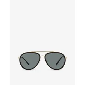 Burberry Be3125 Aviator Sunglasses - Gold