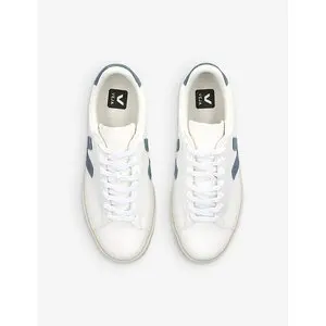 VEJA Campo Logo-stitched Leather Trainers - White/navy