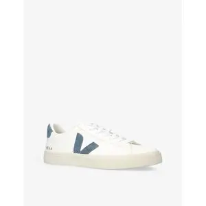 VEJA Campo Logo-stitched Leather Trainers - White/navy