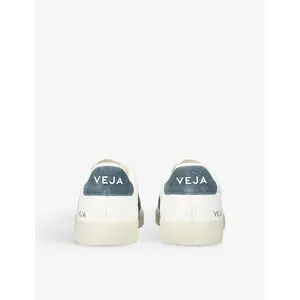 VEJA Campo Logo-stitched Leather Trainers - White/navy
