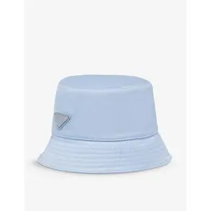 Prada Logo-Plaque Nylon Bucket Hat Light Blue