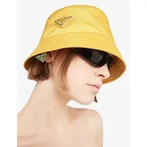Prada Logo-plaque Nylon Bucket Hat - Yellow