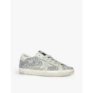GOLDEN GOOSE Super-star Suede And Glitter Trainers