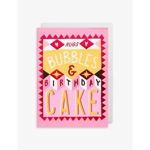 LAGOM Hugs Bubbles & Birthday Cake Greetings Card 10.9cm X 15.5cm