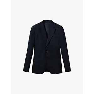 REISS Kin Slim-fit Single-breasted Linen Blazer - Navy