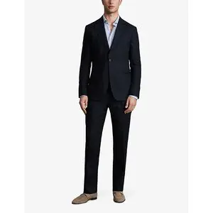 REISS Kin Slim-fit Single-breasted Linen Blazer - Navy