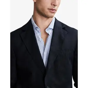 REISS Kin Slim-fit Single-breasted Linen Blazer - Navy