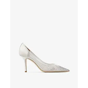 JIMMY CHOO Love 85 Crystal-embellished Mesh Pumps - White/crystal