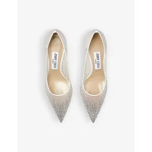 JIMMY CHOO Love 85 Crystal-embellished Mesh Pumps - White/crystal