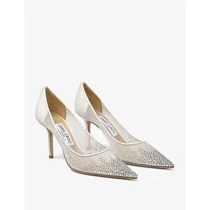 JIMMY CHOO Love 85 Crystal-embellished Mesh Pumps - White/crystal
