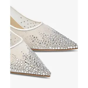 JIMMY CHOO Love 85 Crystal-embellished Mesh Pumps - White/crystal