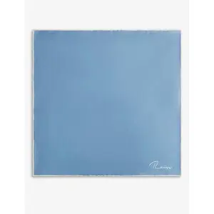 REISS Ceremony Logo-print Silk Pocket Square - Soft Blue