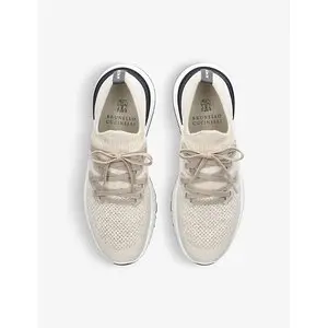 Brunello Cucinelli Brand-embossed Knitted Low-top Trainers - Beige