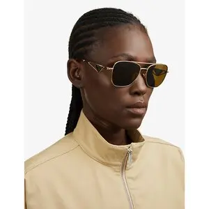 Prada Aviator-frame Metal Sunglasses