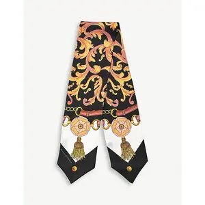 ASPINAL OF LONDON Signature Graphic-print Silk Scarf - Black/yellow
