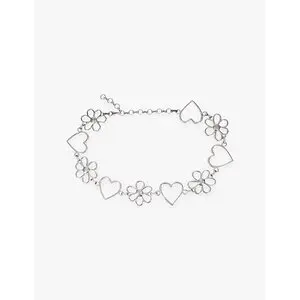The Kooples Heart And Flowers Chain Belt - Silver