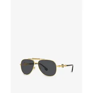 Versace Ve2236 Aviator Sunglasses - Gold