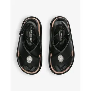 Kurt Geiger Orson Cross-strap Leather Flat Sandals - Black