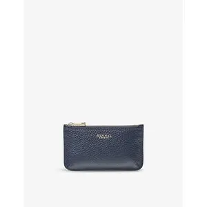 ASPINAL OF LONDON Ella Brand-embellished Leather Cardholder Navy