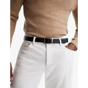 REISS Ricky Reversible Leather Belt - Black/dark Brow