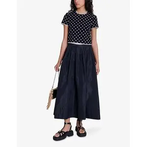 Maje Flared Maxi Skirt - Noir / Gris