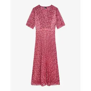 the kooples floral midi dress The Kooples Floral-Print Pleated Woven Midi Dress In Pink - 46% Off