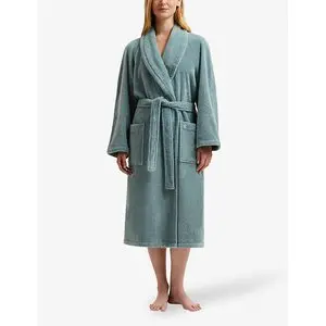 YVES DELORME Etoile Logo-embroidered Cotton-blend Bathrobe - Fjord
