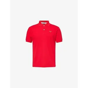 Play Comme Des Garcon Heart-appliqué Regular-fit Cotton Piqué Polo Shirt - Red