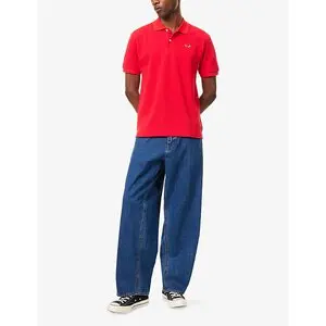 Play Comme Des Garcon Heart-appliqué Regular-fit Cotton Piqué Polo Shirt - Red