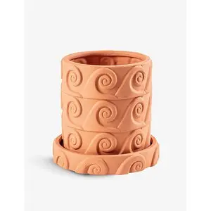 SELETTI Antonio Aricò Magna Graecia Onda Wave-pattern Terracotta Vase 24cm - One-color