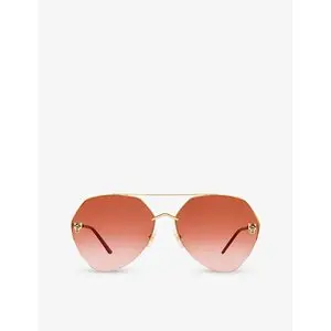 CARTIER Ct0355s Aviator-frame Metal Sunglasses - Gold