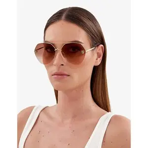 CARTIER Ct0355s Aviator-frame Metal Sunglasses
