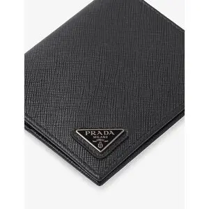 Prada Logo-plaque Leather Wallet - Black