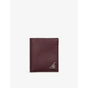 Prada Logo-plaque Leather Wallet - Burgundy