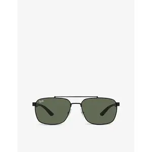 Ray-ban Rectangle-frame Steel Sunglasses - Black