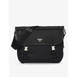 Prada Re-nylon Buckled Nylon And Leather Cross-body Bag - Black