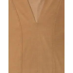 REISS Mira V-neck Sleeveless Woven Top - Camel