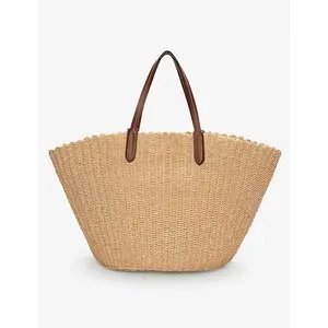 THE WHITE COMPANY Leather-trim Straw Tote Bag