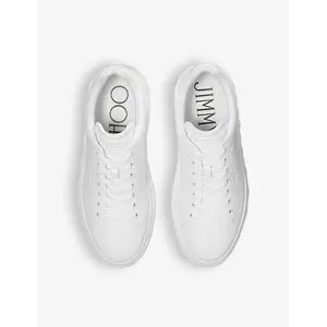 JIMMY CHOO Diamond Maxi Logo-embossed Leather Low-top Trainers - V White/white