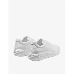JIMMY CHOO Diamond Maxi Logo-embossed Leather Low-top Trainers - V White/white