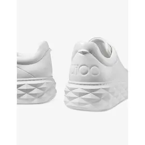 JIMMY CHOO Diamond Maxi Logo-embossed Leather Low-top Trainers - V White/white