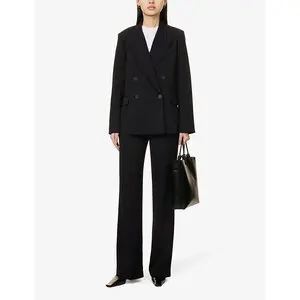 JOSEPH Morissey Straight-leg High-rise Trousers - Black